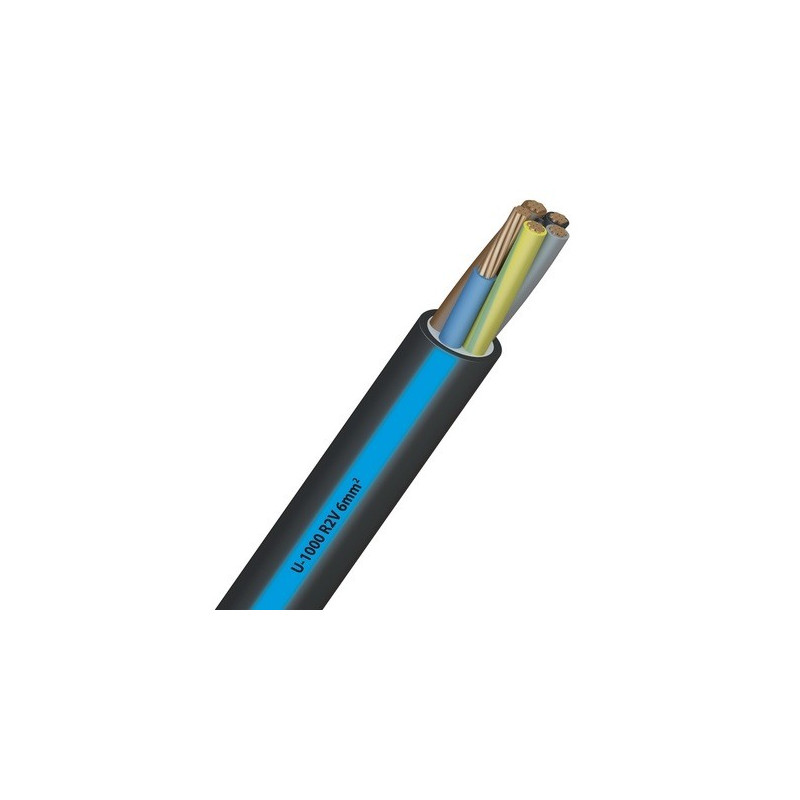 Câble électrique rigide R02V - U1000R2V - Electricité Bleu
