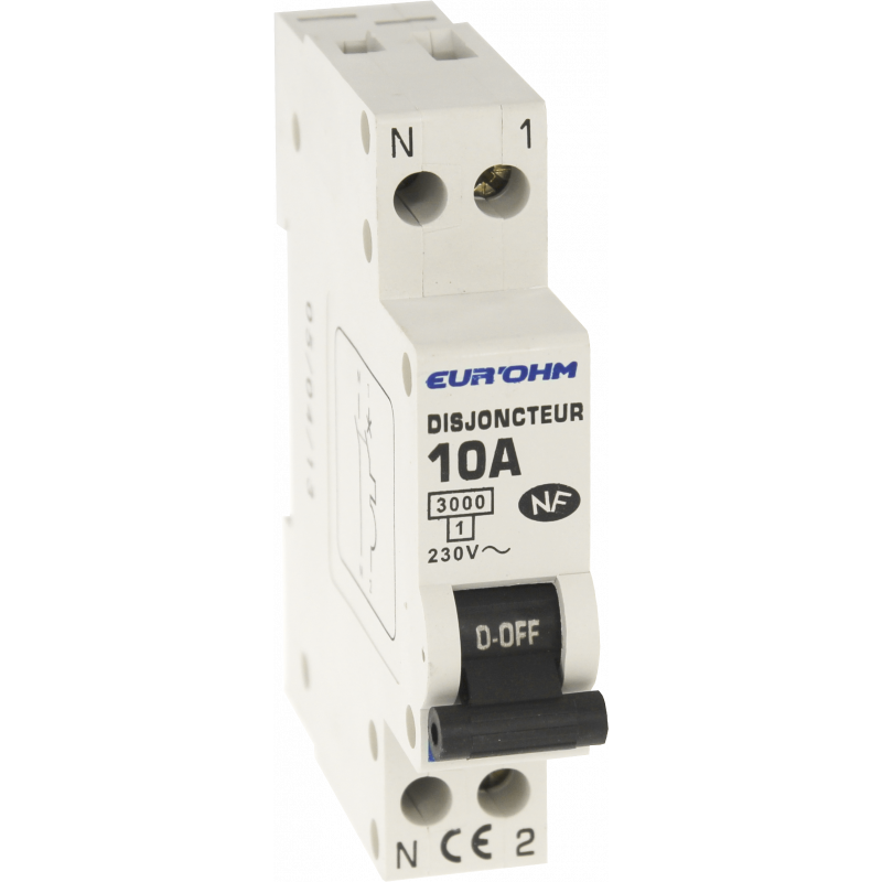 Disjoncteur 10A 1 Phase + neutre, Vente en ligne de disjoncteurs Eur'Ohm